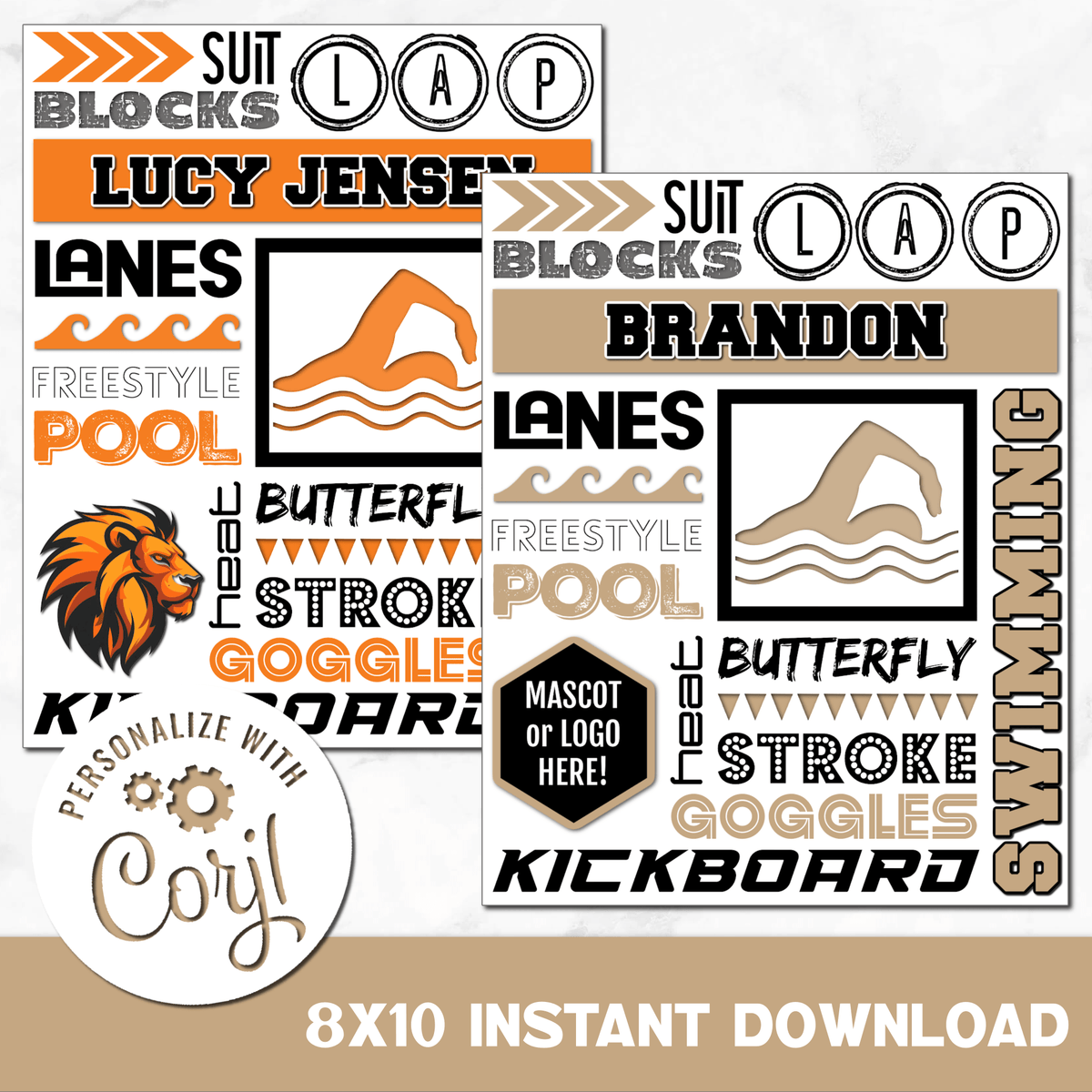 Swim Collage Digital Download Locker Decoration - PRACTICALLY PERFECT ...