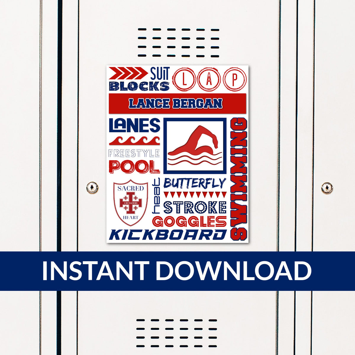 Swim Collage Digital Download Locker Decoration - PRACTICALLY PERFECT ...